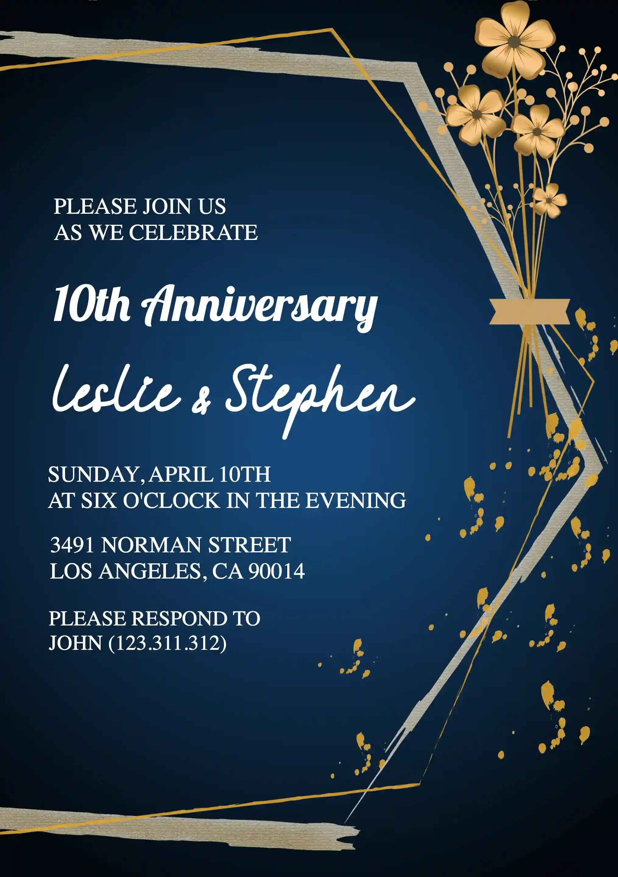 10th Wedding Anniversary Free Anniversary Invitation Template Invitanku