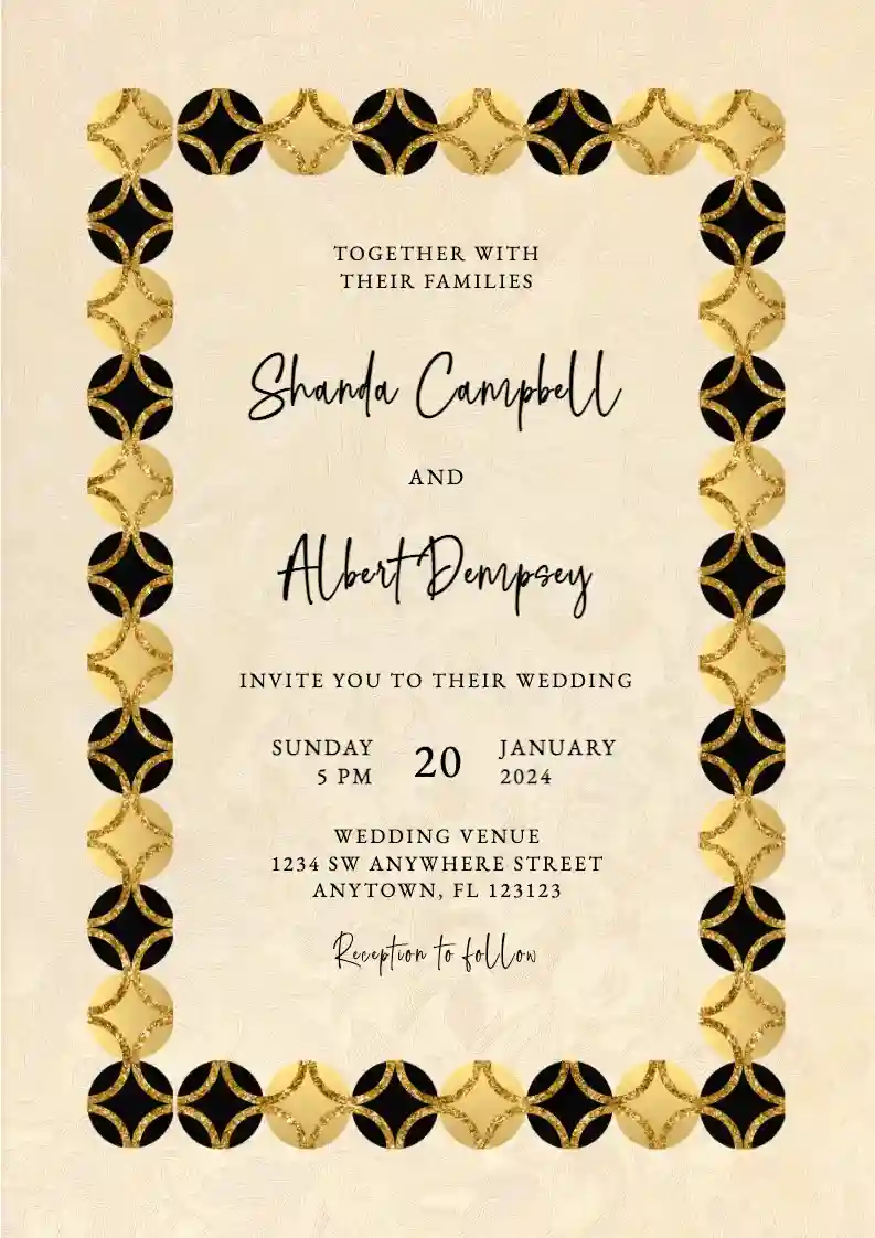 ゴールドドット - 無料の結婚式招待状テンプレート | Invitanku